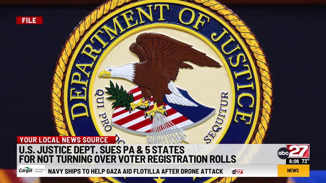 Department of Justice sues Pennsylvania for failure to provide voter ...