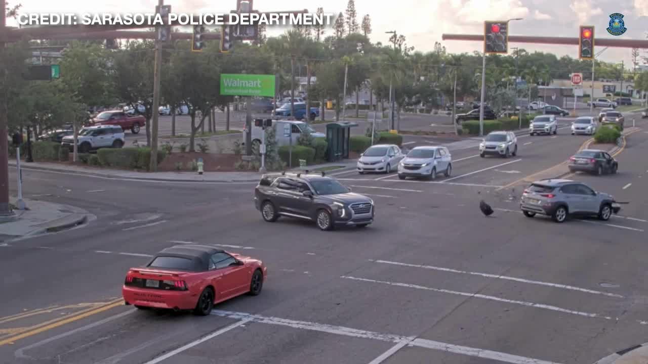Sarasota PD shares video of red light runner crash – WFLA