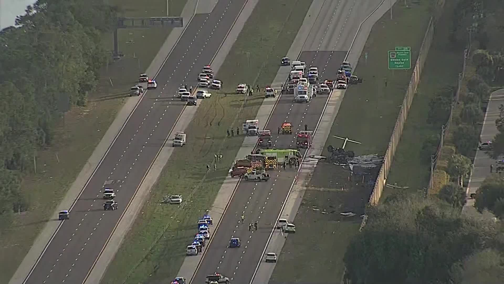 Aerials of I-75 plane crash – WFLA