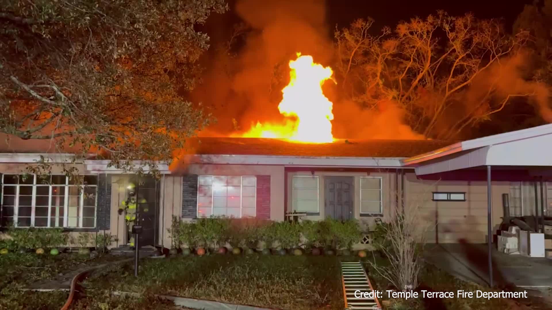 Crews work to contain Temple Terrace house fire – WFLA