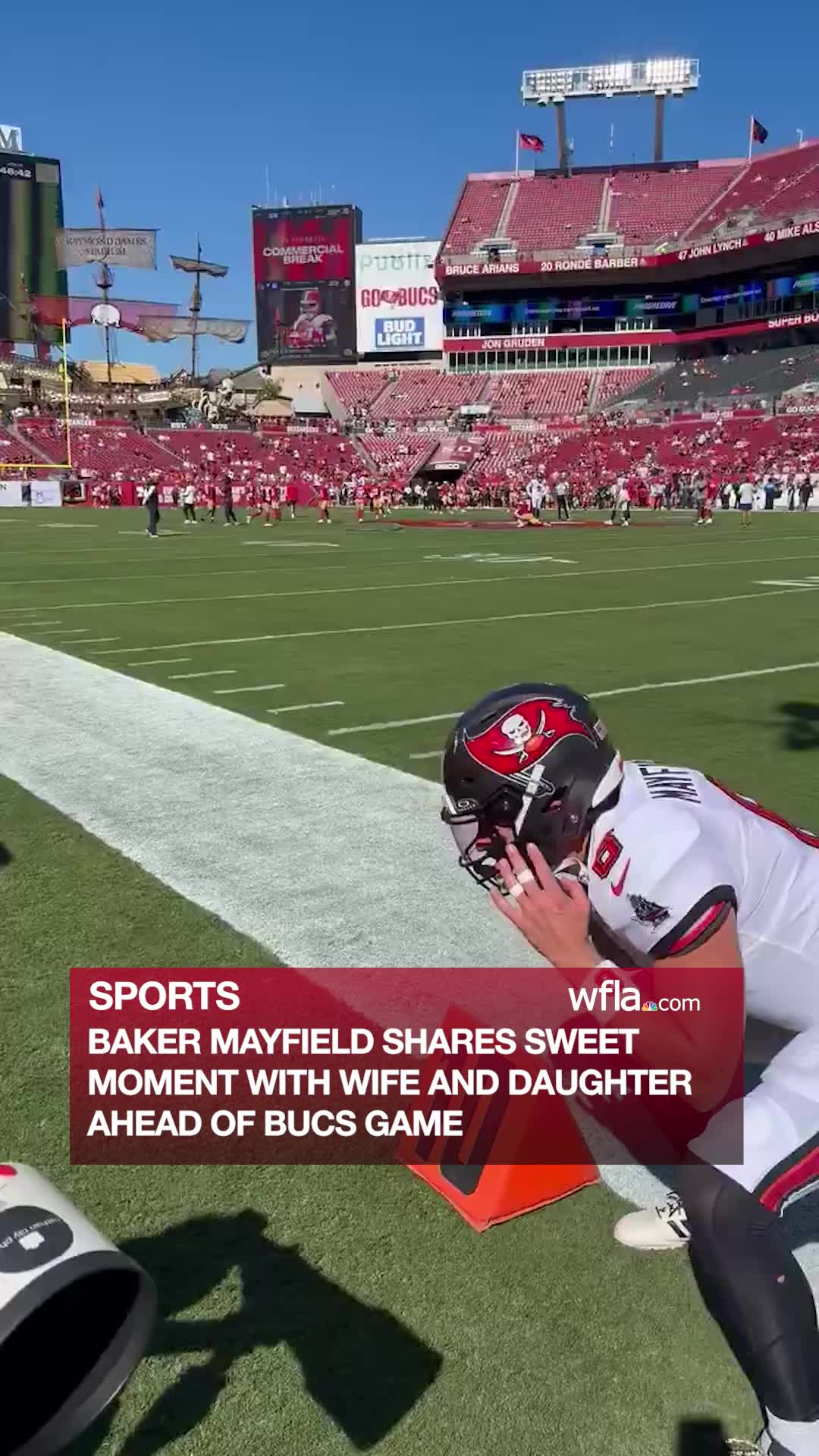 Baker Mayfield shares sweet moment with wife and daughter ahead of Bucs ...