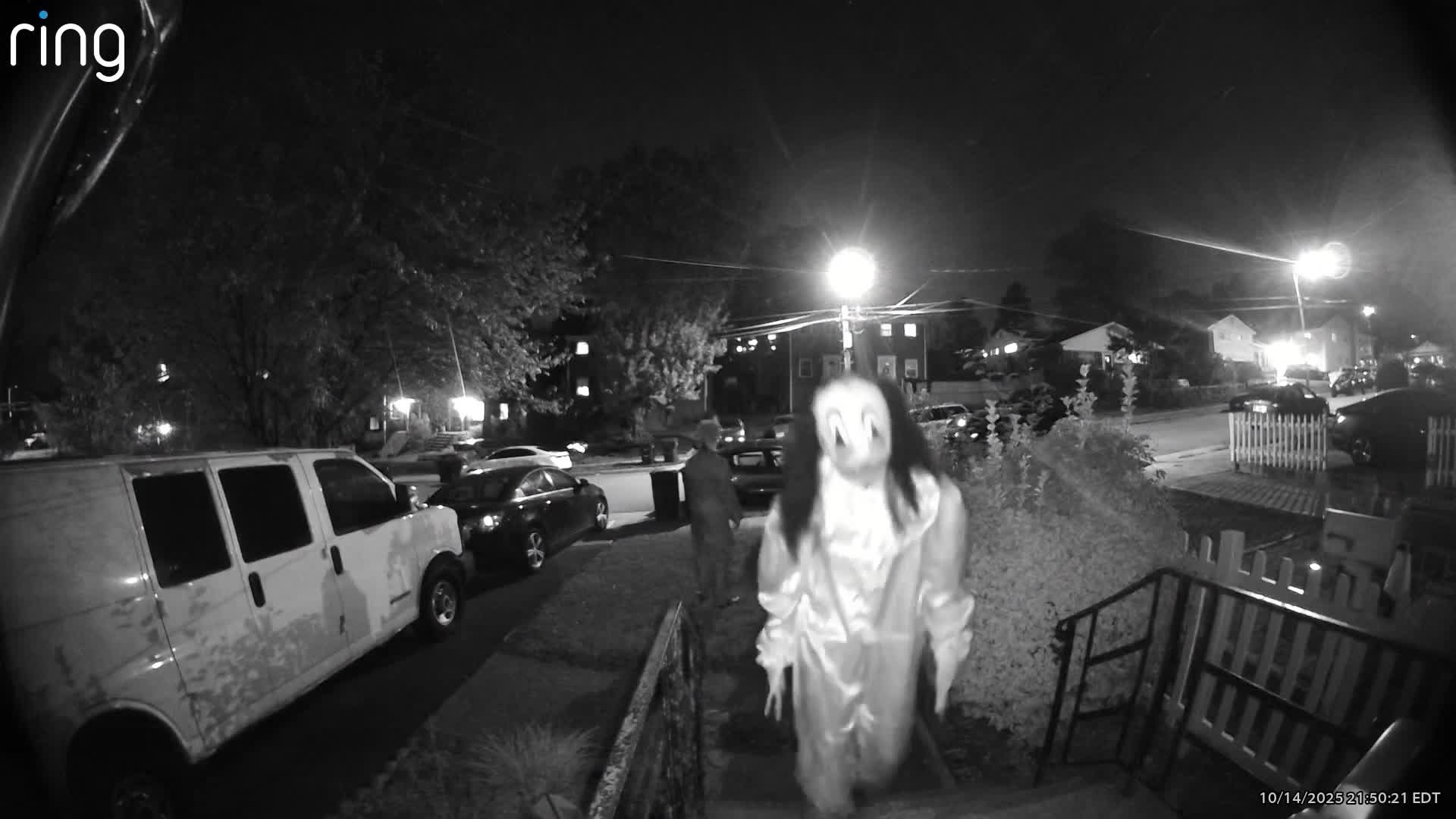 Trio wearing Halloween costumes caught on camera terrorizing family ...
