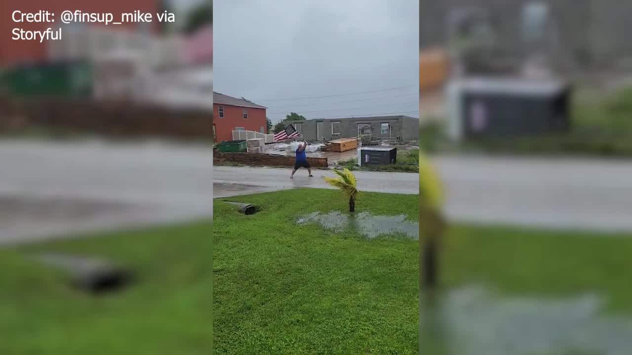 WATCH: Florida man waves US flag during Hurricane Ian – WFLA