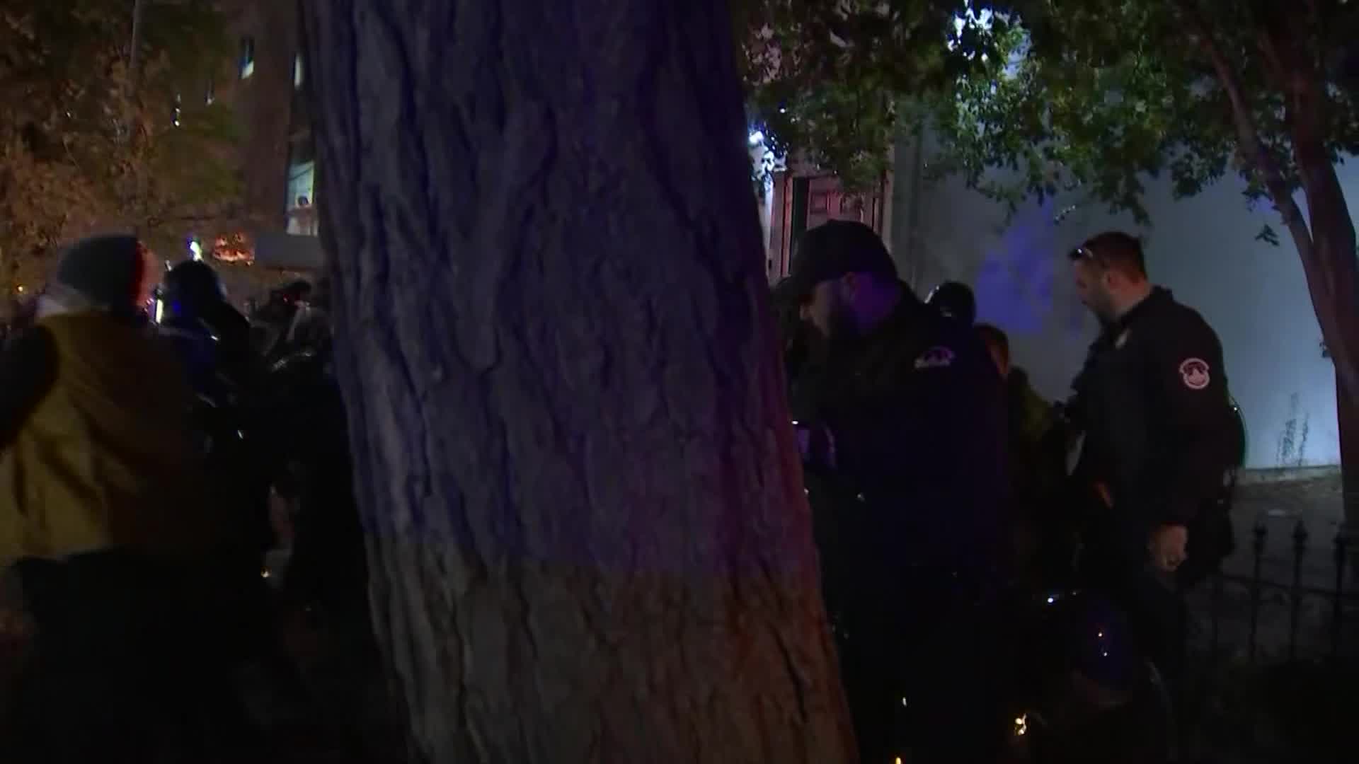 Police making arrests after protest turns violent outside Democratic ...