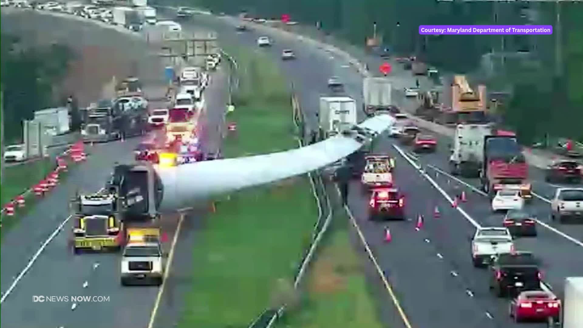 WATCH: Aftermath of I-70 after windmill blade falls on highway in ...