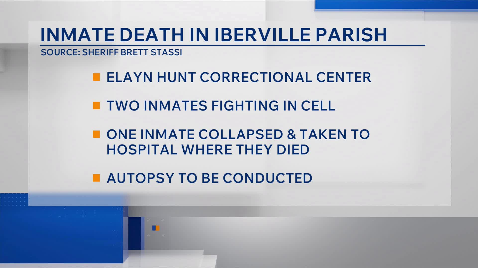 Inmate dies at hospital after fight inside cell at Elayn Hunt ...