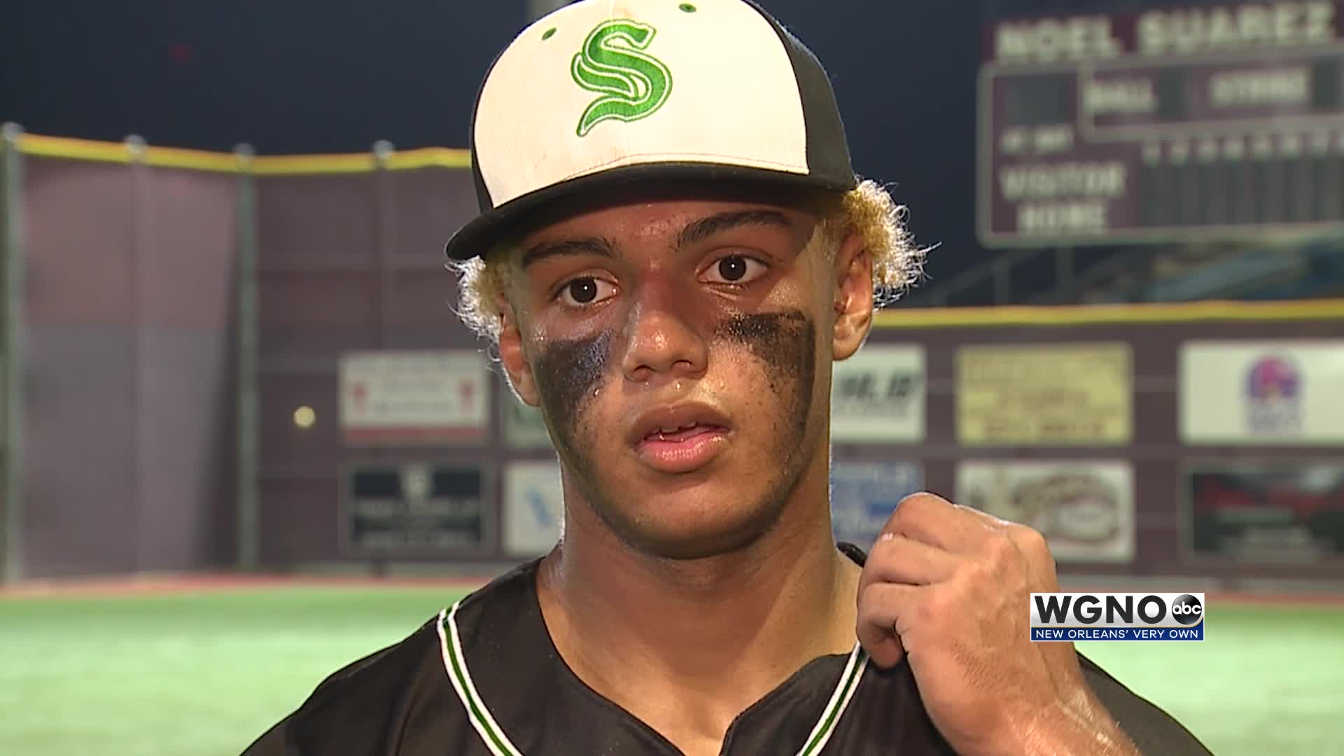 Slidell’s Corey Cousin and head coach Kyle Cedotal after the win – WGNO