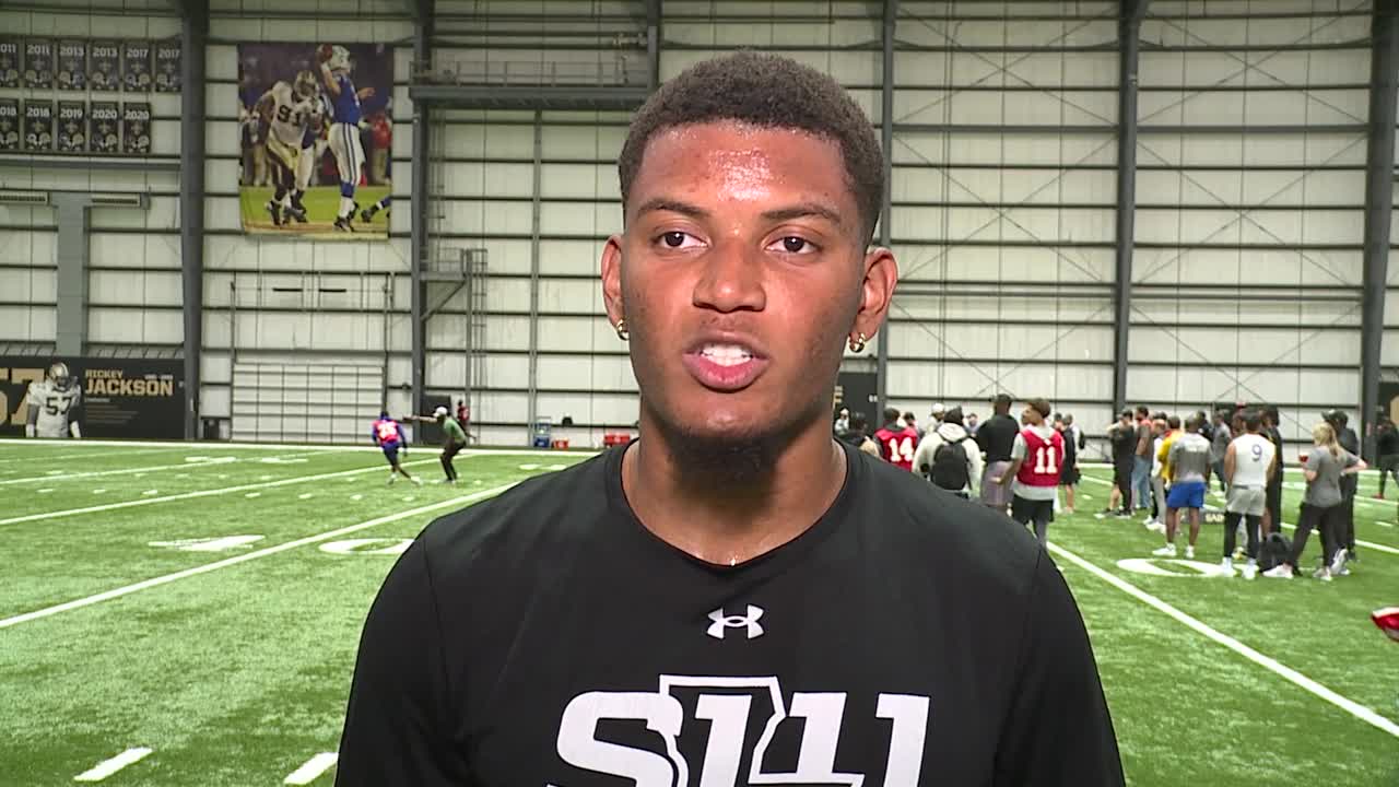 Southeastern QB/WR Cephus Johnson at 2023 Pro Day in New Orleans – WGNO