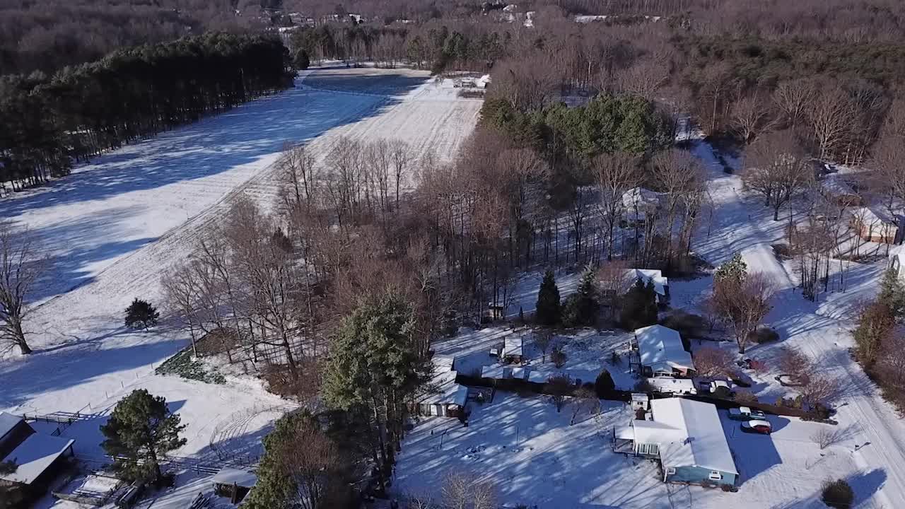 Drone footage shows snowy conditions in Forsyth County along Stigall ...